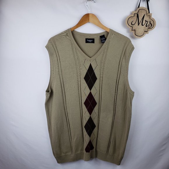 Haggar | Sweaters | Haggar Argyle Sweater Vest Sz Xl V Neck Brown ...